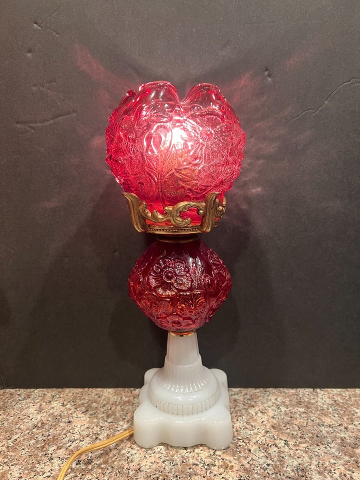 FENTON CRANBERRY POPPY GLASS RARE AND OLD LAMP | eBay