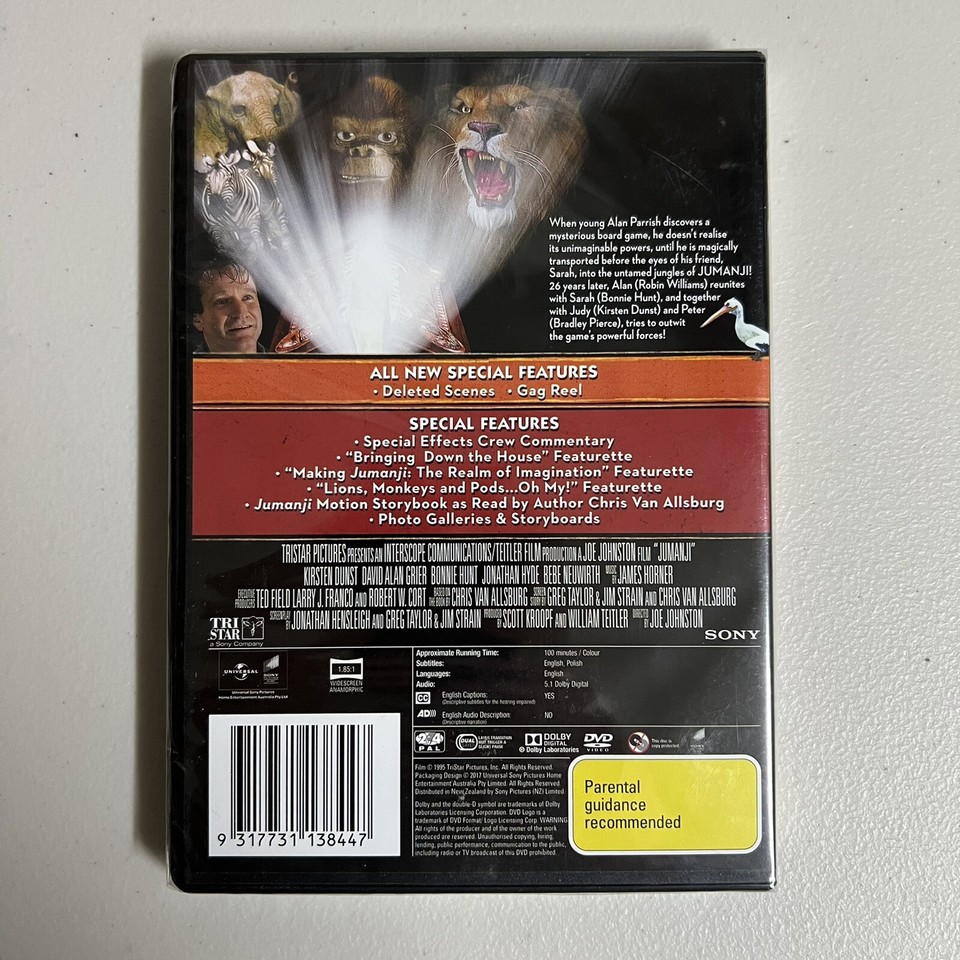 Jumanji DVD Brand New Sealed Robin Williams Region 4 Family Kids ...
