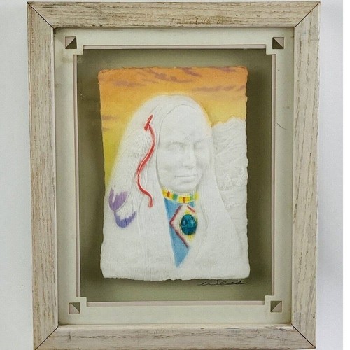 WESS Hand Cast Paper Signed Frame 3D Art Southwest Figi Graphics Native ...