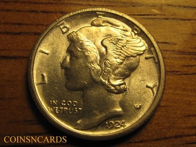 1924-S Mercury Head Dime FSB Full Split Bands FB Uncirculated Monster ...