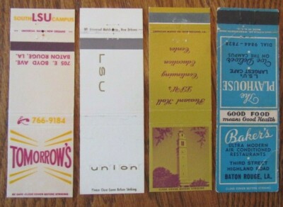 LOUISIANA STATE UNIVERSITY (BATON ROUGE) 4 DIFFERENT MATCHBOOK ...