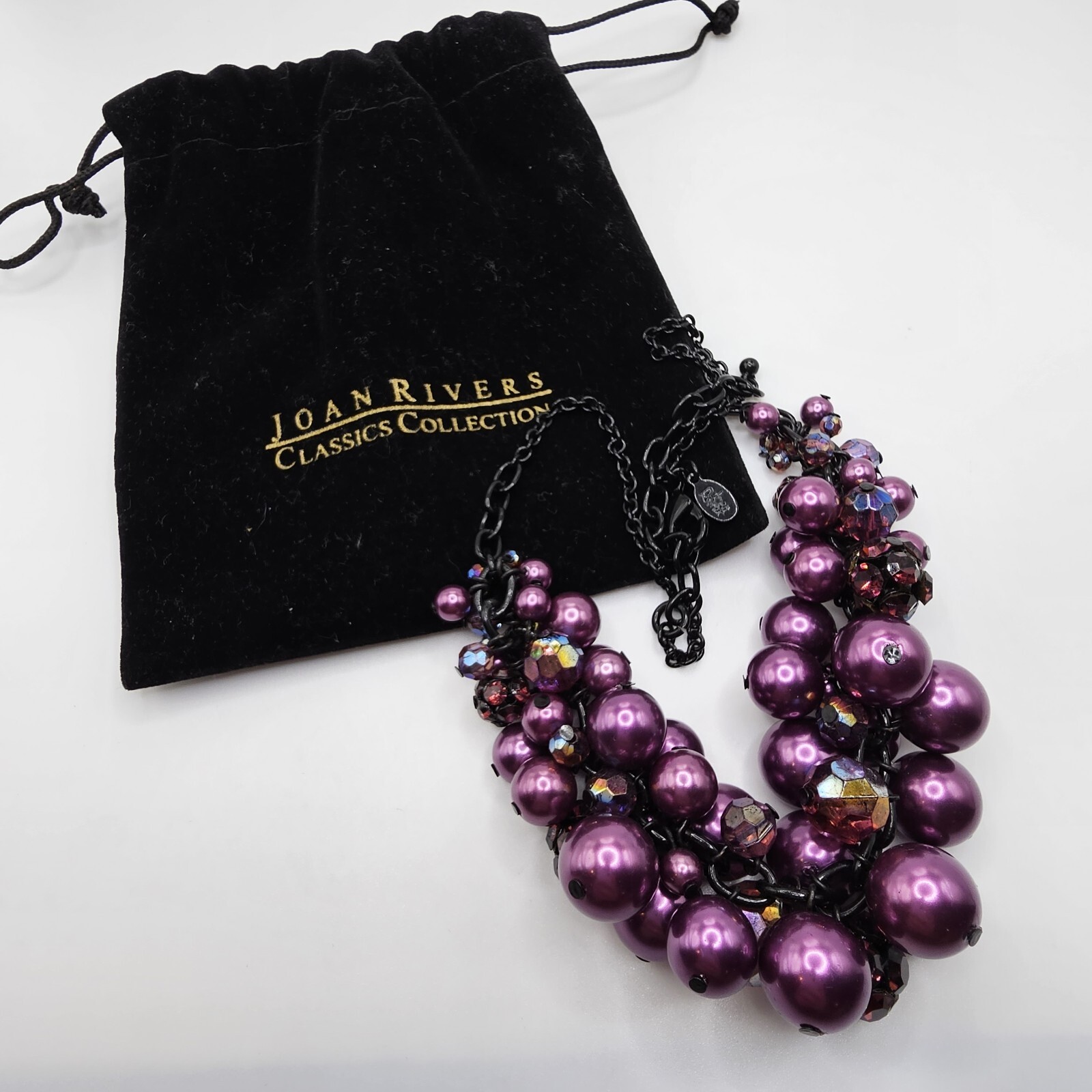 Signed JOAN RIVERS Purple Layered AB Glass Chunky Bea… - Gem