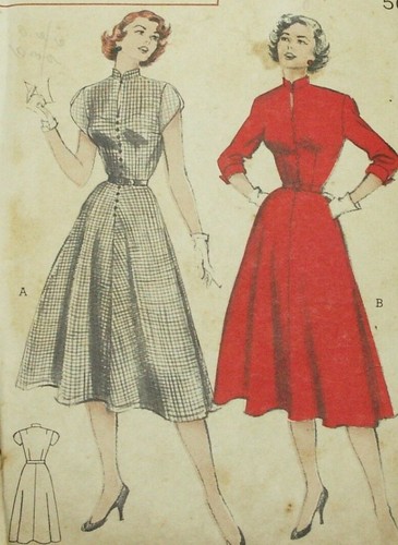 Butterick 6129 Pattern Dress Flared Skirt Size 12 Complete Cut Vintage ...