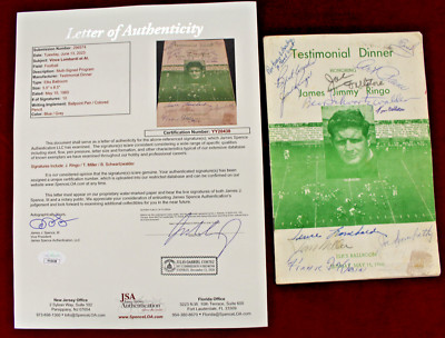 1960 Vince Lombardi Autographed Jim Ringo Testimonial Dinner Program ...