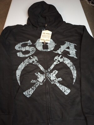 Sons of Anarchy Crossed Sickles Full Zip Hoodie Sweatshirt Size Large ...
