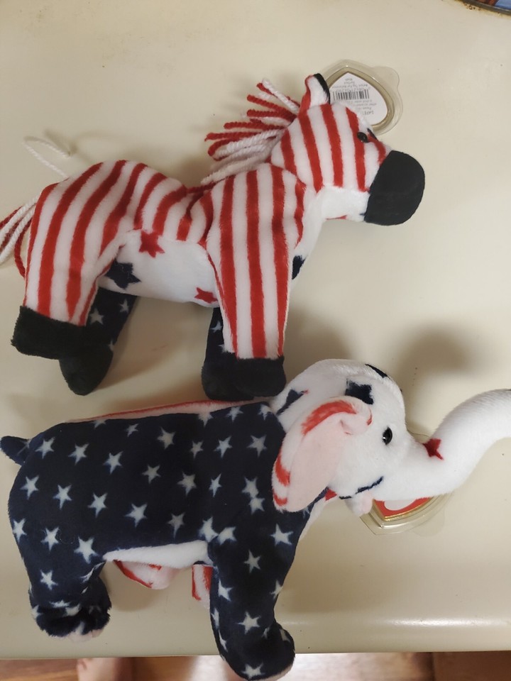 ty beanie baby lefty and righty 2000 ( REPUBLICAN & DEMOCRAT BEANIE ...