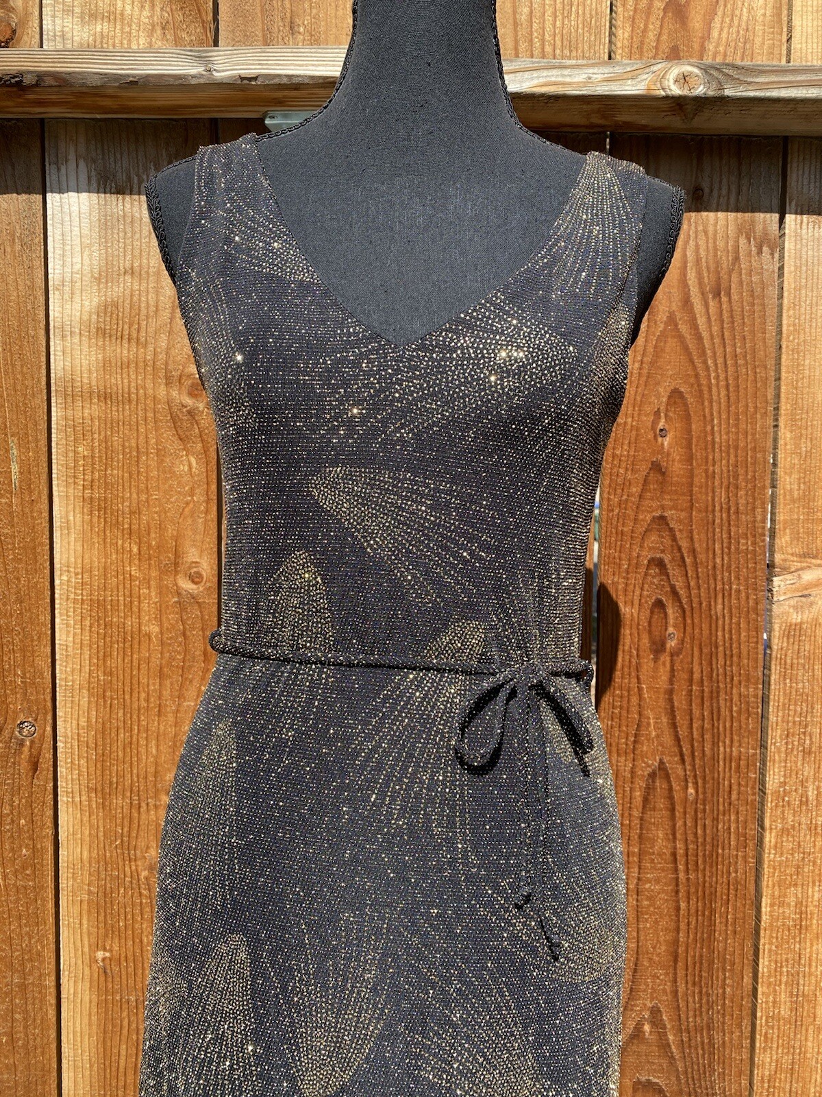 tj collection black gold evening dress size large 90s… - Gem