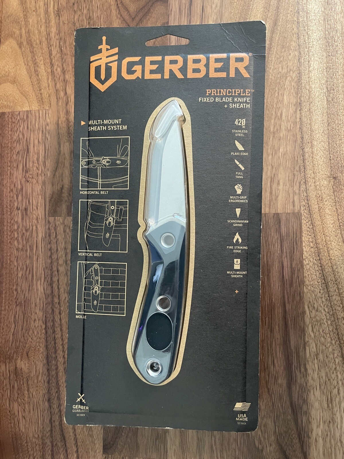 Gerber Principle Fixed Blade Knife + Sheath (Black) (Brand New) | eBay