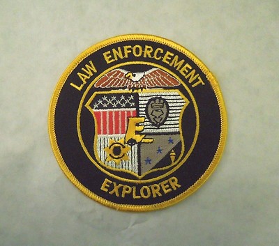 Vintage Law Enforcement Explorer Scout Black Background Iron On Patch ...
