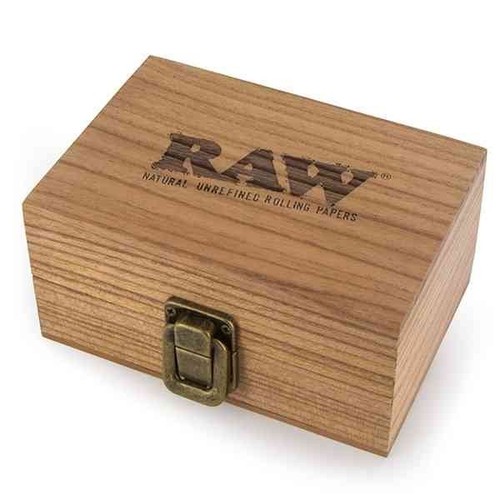 RAW Wooden Rolling Stash Box, Natural Wood Storage Magnetic Divider ...