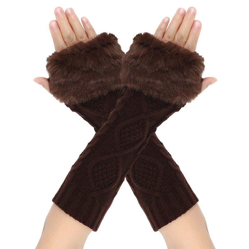 Keep Hand Warm Half Finger Glove Women Skiing Fingerless Mitten with ...