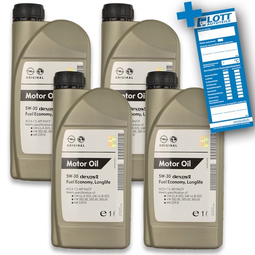 4x 1L Original Opel Öl Motoröl 5W-30 Dexos 2 Longlife 5W30 Motorenöl ...