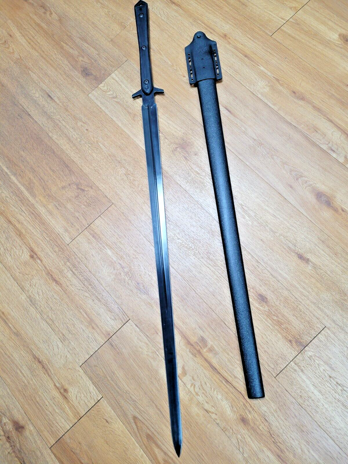 APOC Survival Long Sword 32.5" Black Coated Spring Steel Blade Black ...