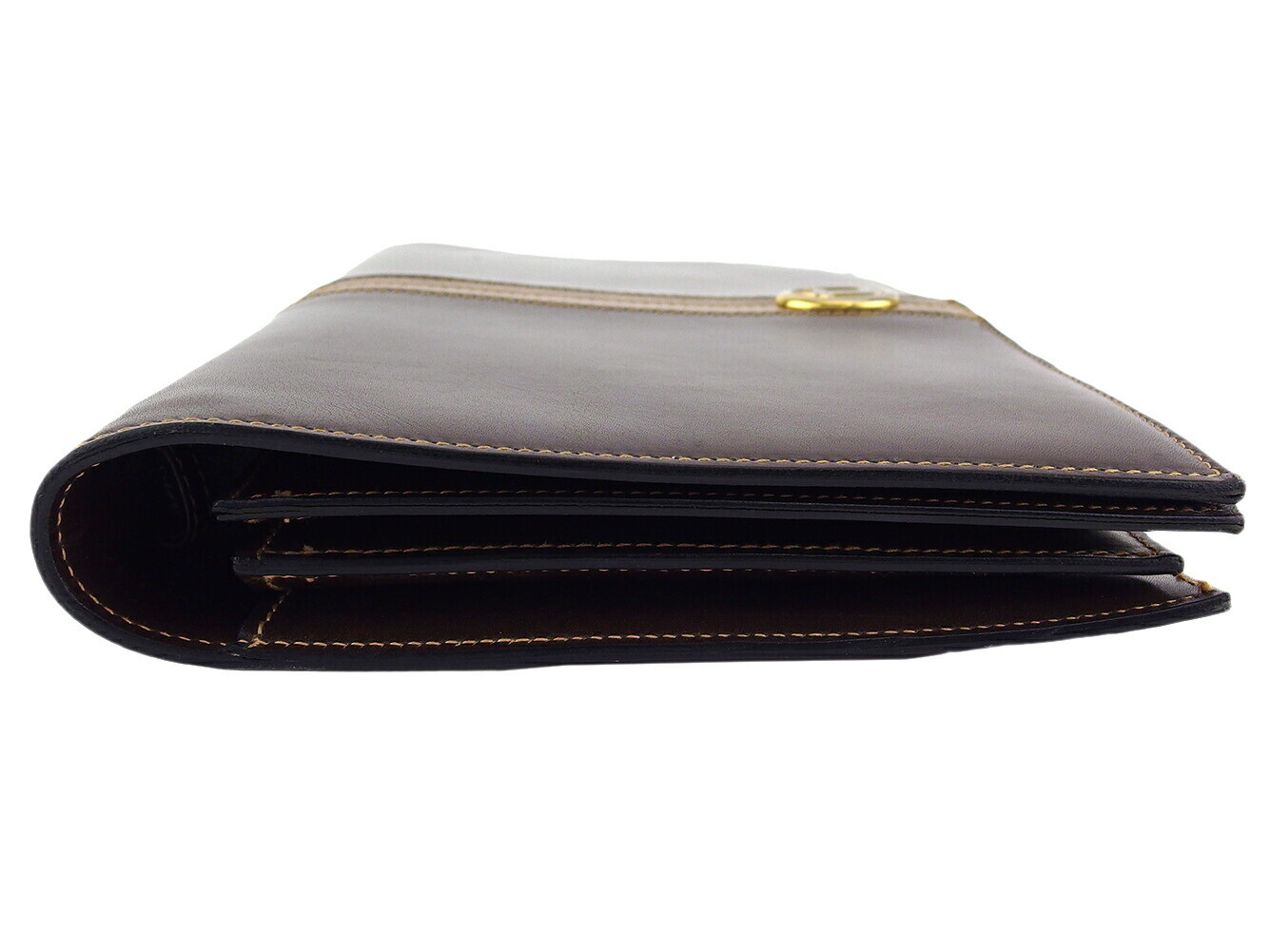 A.Testoni Clutch Bag Logo Mark Beige Leather Authenti… - Gem