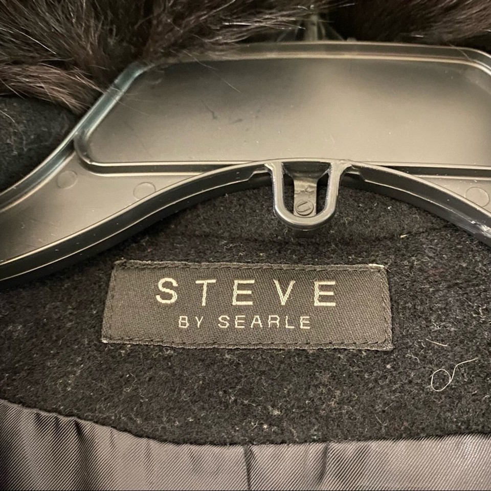 Searle Fur Coat Women's Size Medium Fox Fur Hooded Coat Cashmere Wool ...