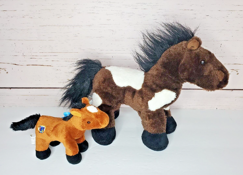 Webkinz PINTO Plush Horse HM147 9" Brown and ARABIAN 5" Kinz Klip Ganz ...