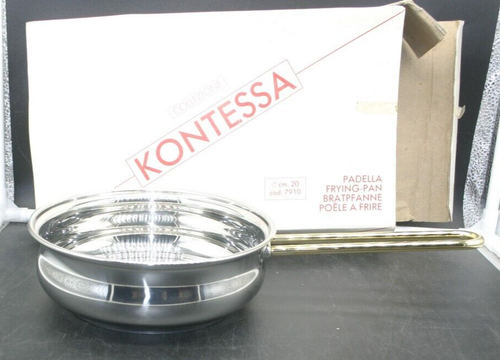 Italian Vev Inox Kontessa Frying Pan 18/10 & 24kt gold NEW WITH BOX ...