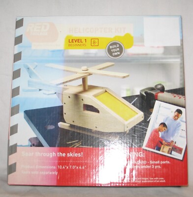 Red toolbox build kit helicopter wood level 1 beginner construction | eBay