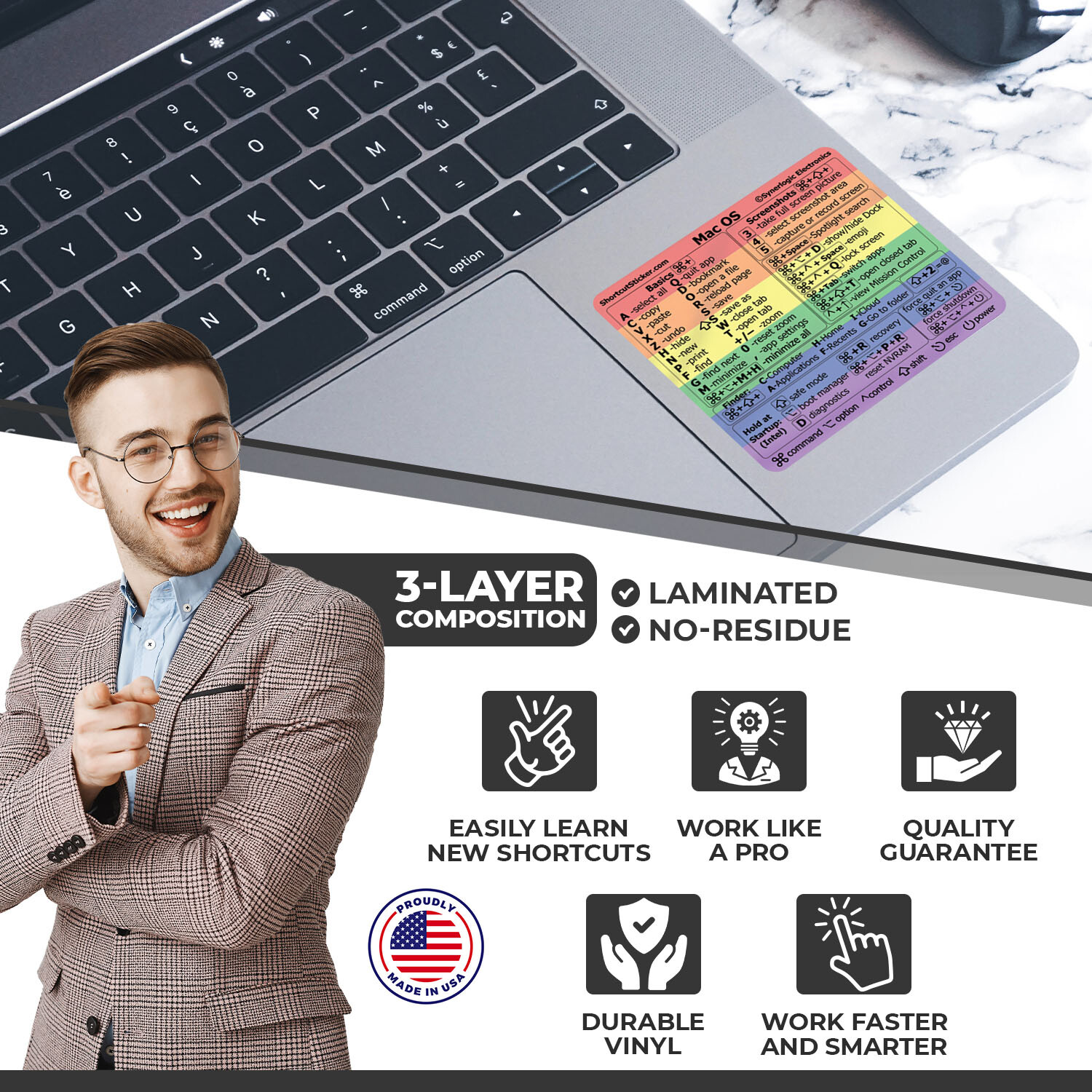 SYNERLOGIC Apple MacBook Shortcut VINYL Sticker Mac OS commands | eBay