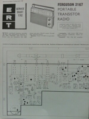 Ferguson 3167 Portable Transistor radio receiver Service manual | eBay UK