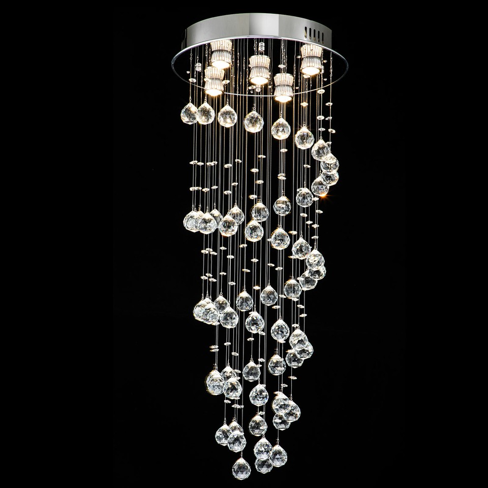 Modern Crystal K9 Chandelier Rain Drop Pendant Lamp Ceiling Light ...