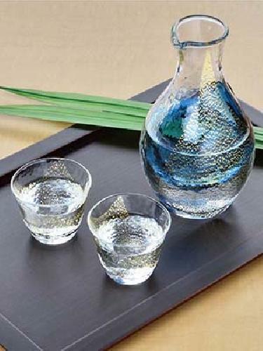 Toyo Sasaki Japanese Cold Sake Glass Set Carafe 300ml Tokkuri Ochoko ...