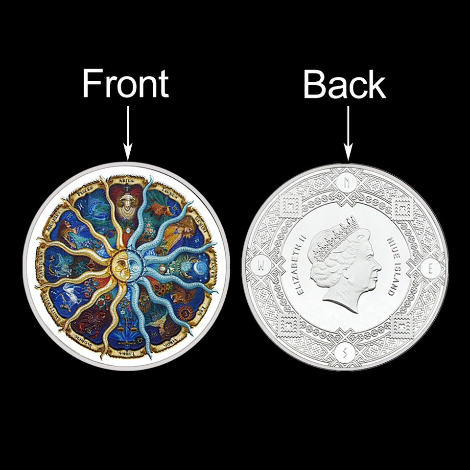 Celestial Sun Moon Zodiac Art Challenge Coin Queen Elizabeth II Back ...