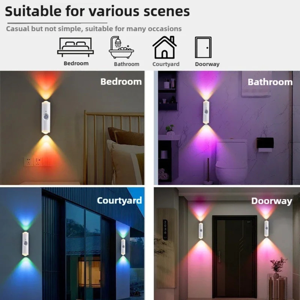 Magnetic RGB LED Night Light Smart Motion Sensor USB Rechargeable ...