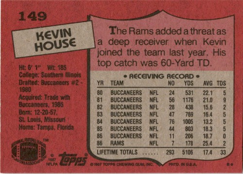 1987 Topps Kevin House #149 Los Angeles Rams | eBay