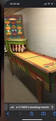 Vintage 1953 Working Great United's Shuffle Alley Puck Bowling Arcade ...