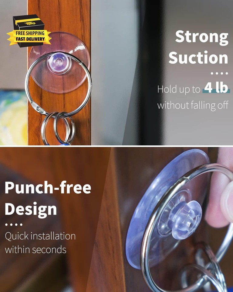 10 Pack Suction Cups 1.8 Inch, Small Rubber Suction Cups for Home ...