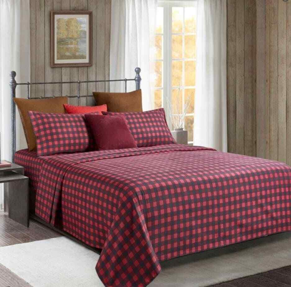 Red Plaid Flannel Sheets Queen
