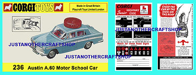 Corgi Toys 236 Austin A60 Motor School Instruction Leaflet & Poster ...
