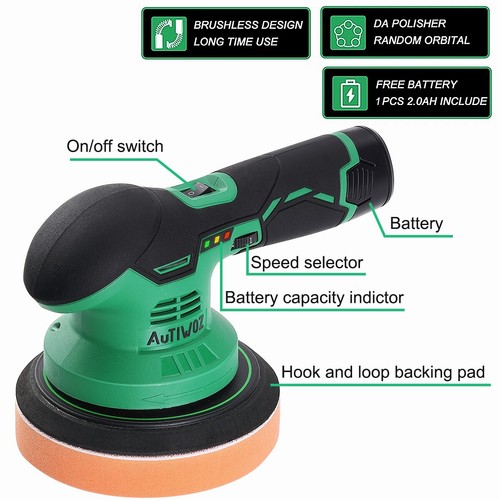 Cordless Car Polisher Buffer Machine Dual Action 12V Battery Polishing ...