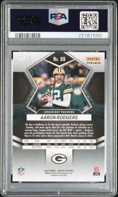 2022 Mosaic GOLD Aaron Rodgers /10 PSA 10 GEM MINT #69 True Base ...