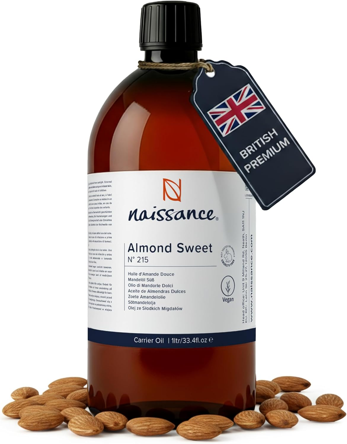 Sweet Almond Oil (No. 215) 1 Litre – for Skin, Hair, Massage, Nails ...