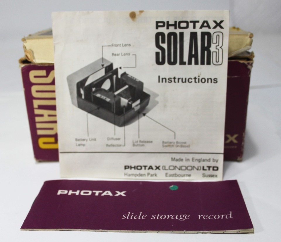 PHOTAX SOLAR 3 Colour Viewer 35mm SLIDE VIEWER + BOX and INSTRUCTIONS ...