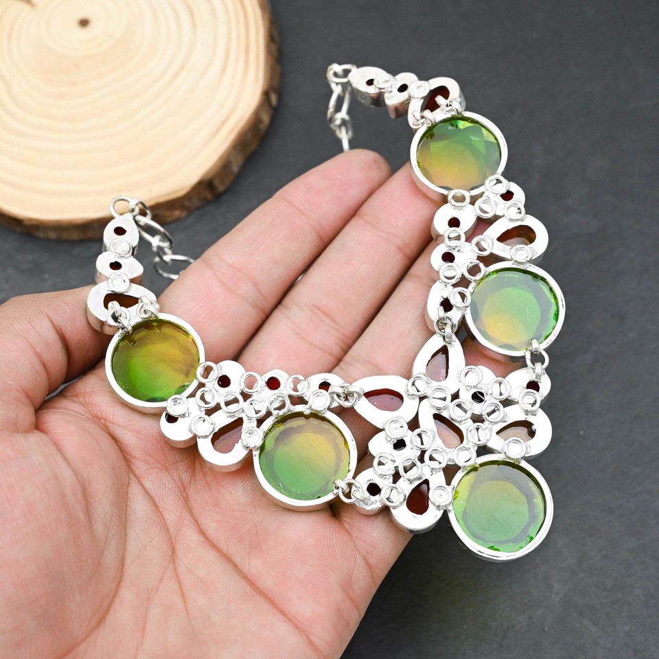 Bi-Color Tourmaline Garnet Gemstone 925 Sterling Silver Jewelry ...