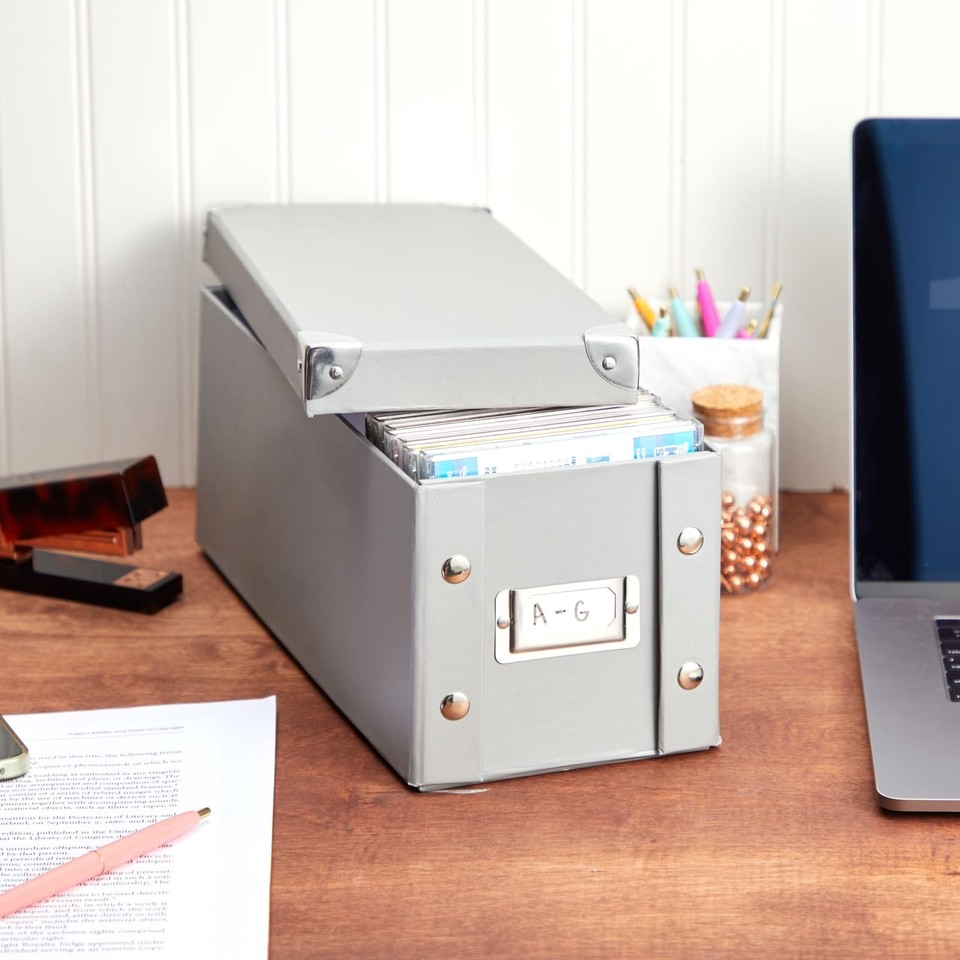 2Pack CD Storage Boxes Decorative DVD Holder Cases with Lids 5.5x 5.25x ...