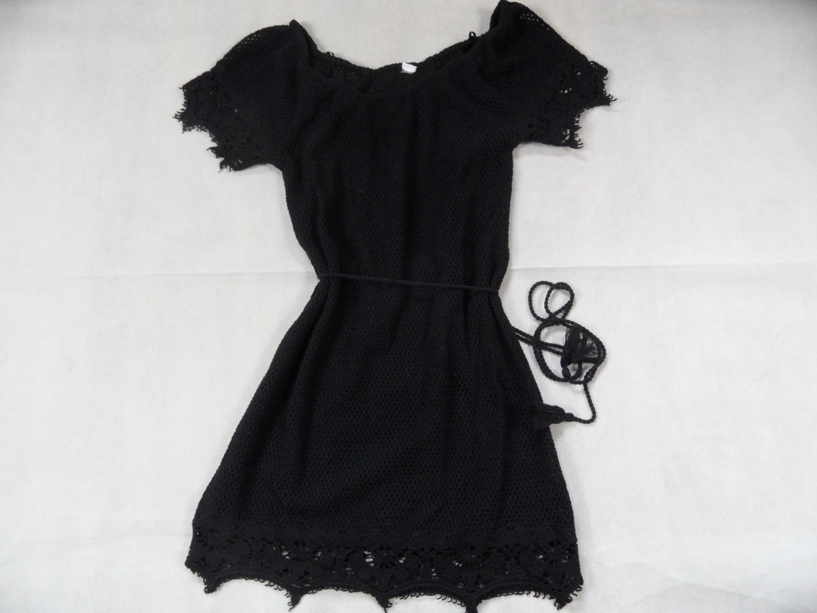 CALZEDONIA COBEY schönes Häkelkleid m. Bindegürtel schwarz EG TOP ZC918 ...