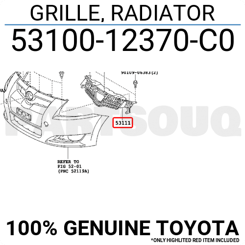 5310012370C0 Genuine Toyota GRILLE, RADIATOR 53100-12370-C0 | eBay