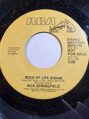 RICK SPRINGFIELD -Rock Of Life * 1987 * RCA PROMO VG+ F254 | eBay
