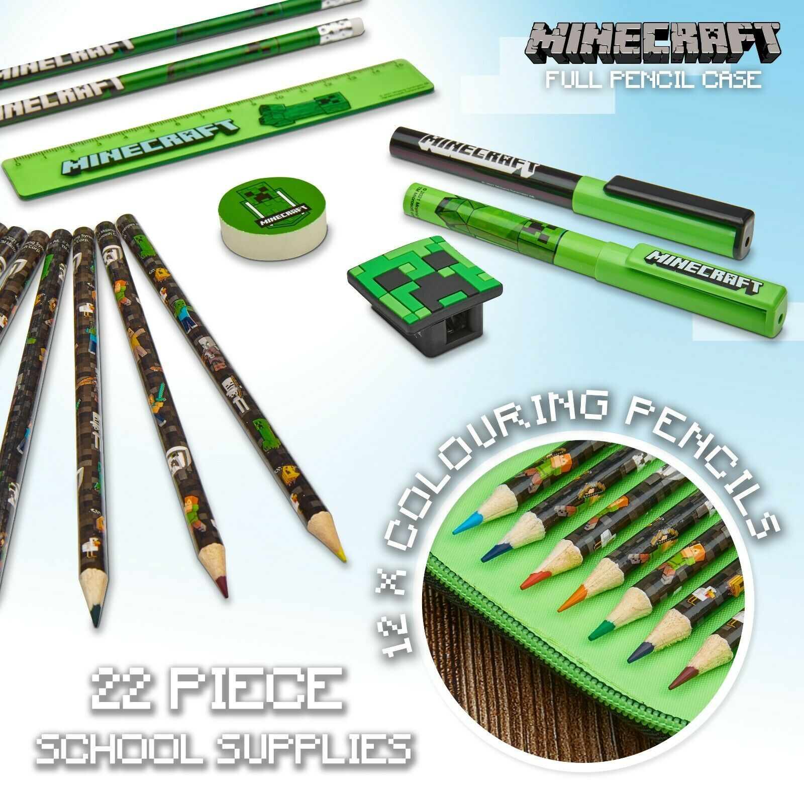Minecraft Pencil Case, Large Pencil Case 3 Compartment Filled with ...
