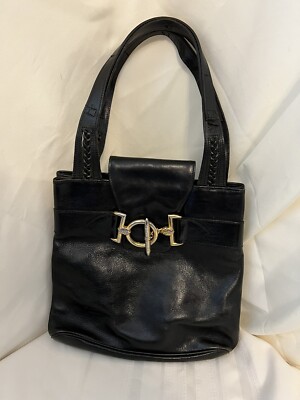 Texier Black Leather Handbag Made In France | eBay