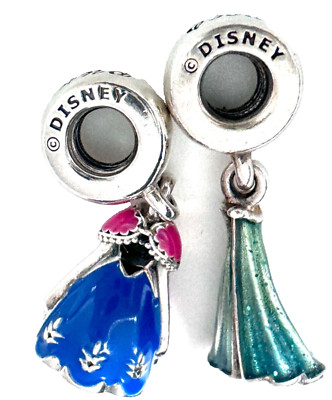 (PAIR) PANDORA Elsa and Anna Dress Dangle Disney Charm | eBay