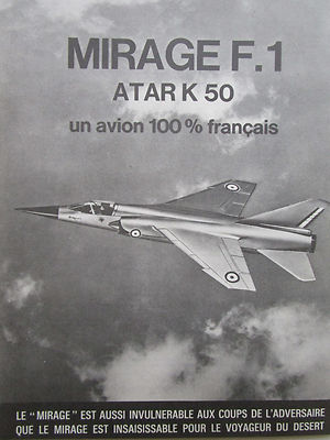 1973-74 PUB AVIONS MARCEL DASSAULT MIRAGE F1 FIGHTER SNECMA ATAR K50 ...