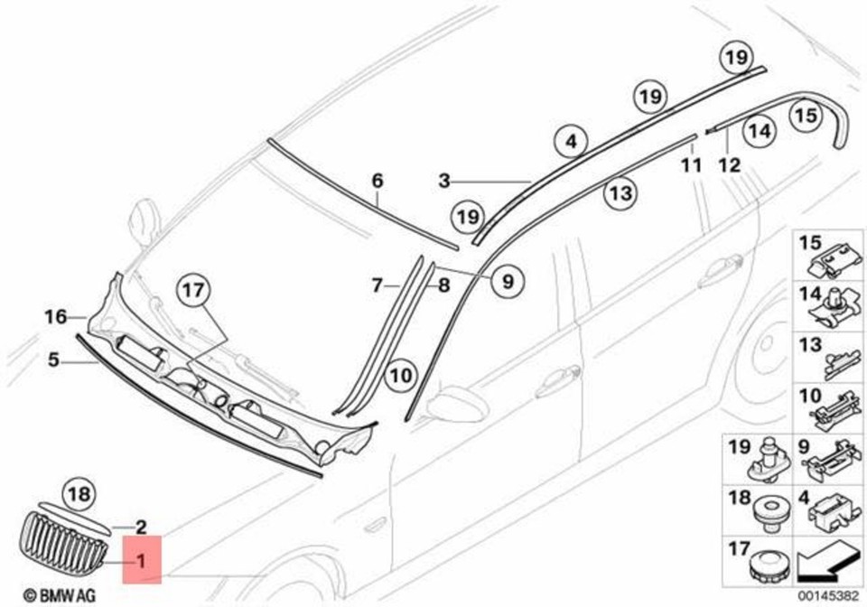 Genuine BMW E90N Front Radiator Kidney Chrome Grille Left OEM ...