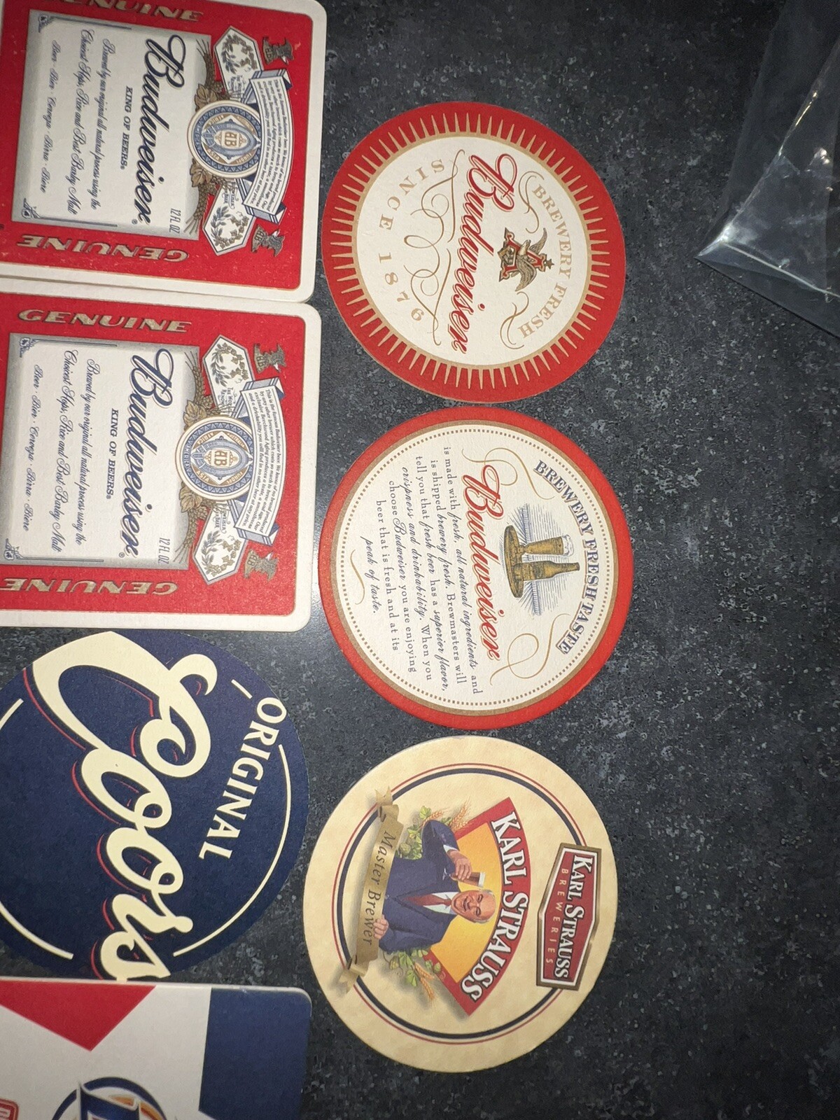 10 VINTAGE BEER COASTER LOT Budweiser, Coors, Karl Strauss | eBay