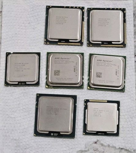 LOT OF 7 INTEL XEON & AMD USED PROCESSORS - PULLED FROM WORKING SERVERS ...