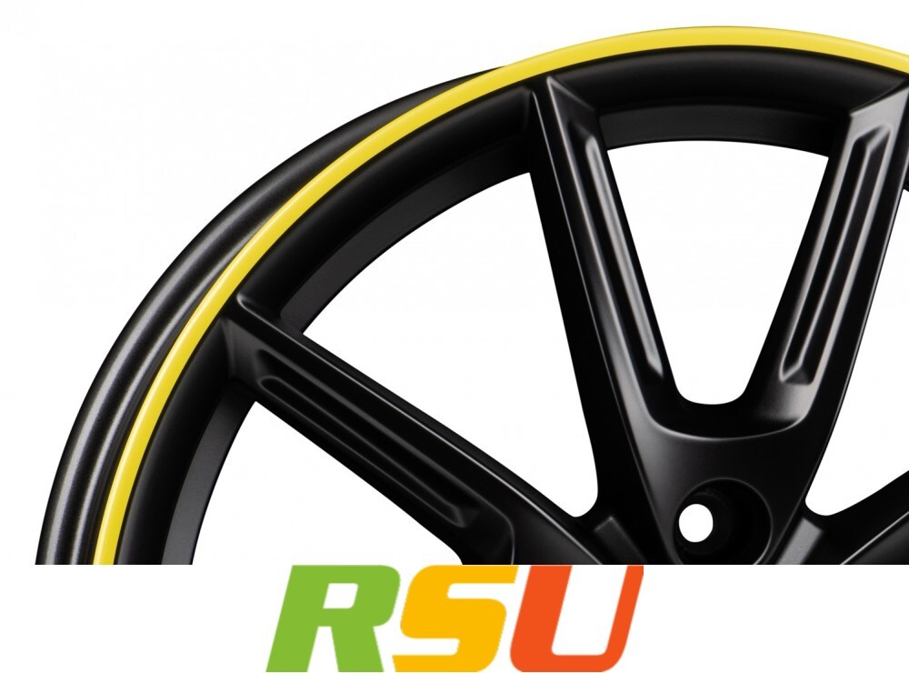 Borbet LX18 black matt rim yellow 8x18" ET40 LK5 112 ML 66.6 Alufelgen ...